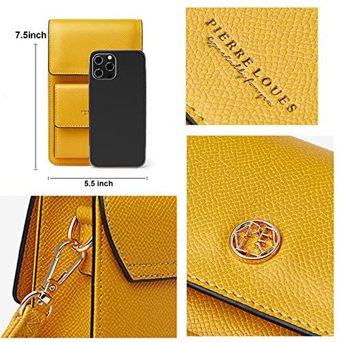 SUMGOGO Crossbody Bag for Women Leather Small Shoulder Purse Phone Bag Handbag Wallet (A-Yellow)