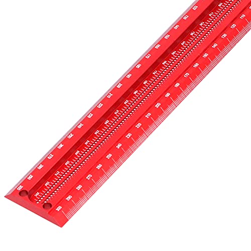 T Square Ruler Aluminum Alloy Removable Woodworking Scriber Art Framing Drafting Tools Ultra Precision Marking Ruler(Red)(300mm)