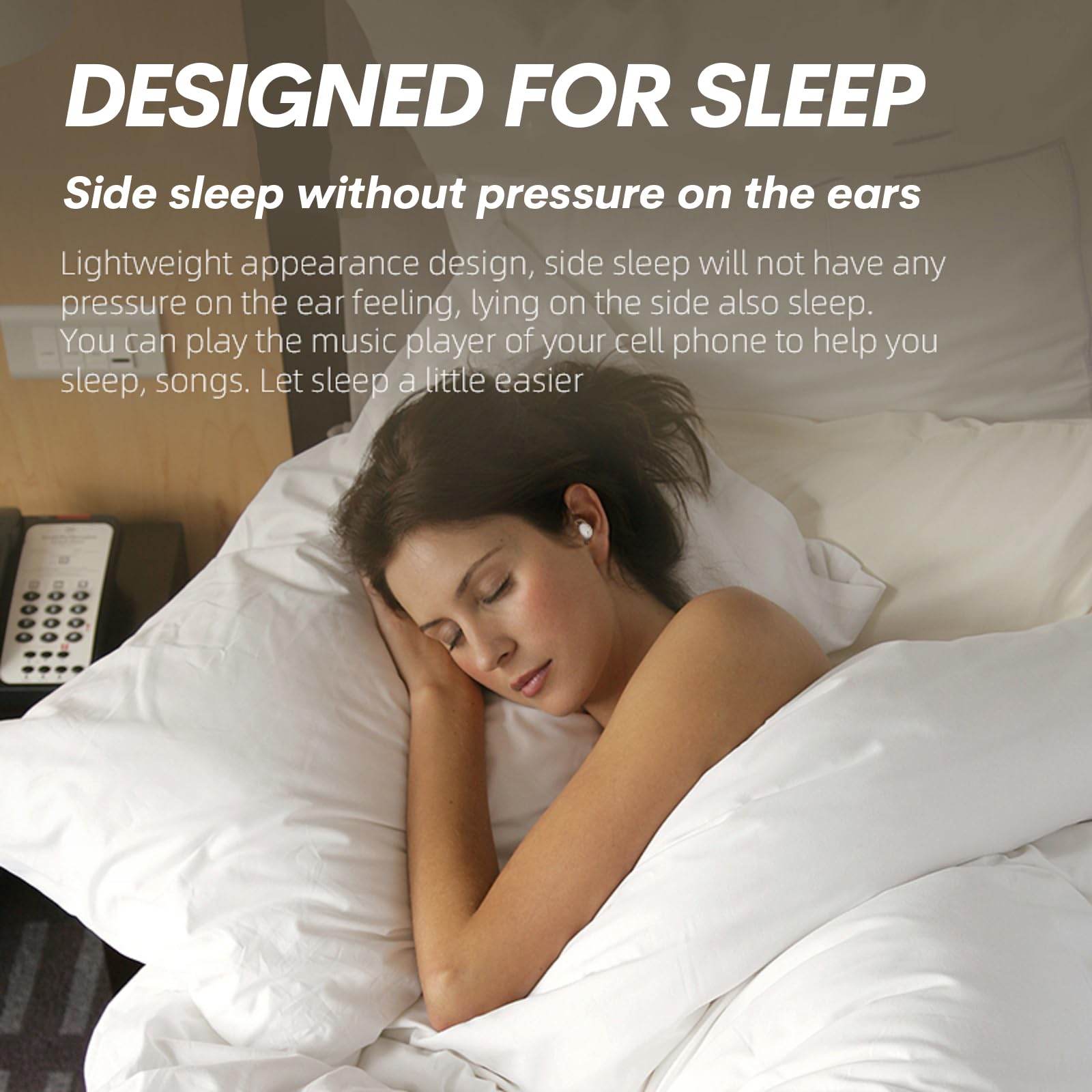Xmenha Invisible Sleep Earbuds Wireless Smallest Tiny Small Mini Discreet Earbud Noise Cancelling Sleep Ear Buds for Sleeping Earphones Bluetooth 5.3 Comfort Hidden Headphones for Side Sleepers, Work