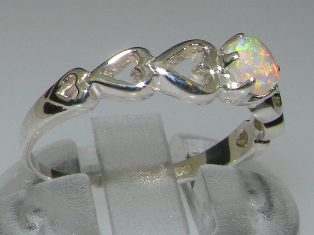 LetsBuyGold 925 Sterling Silver Real Genuine Opal Womens Solitaire Ring - Size 11