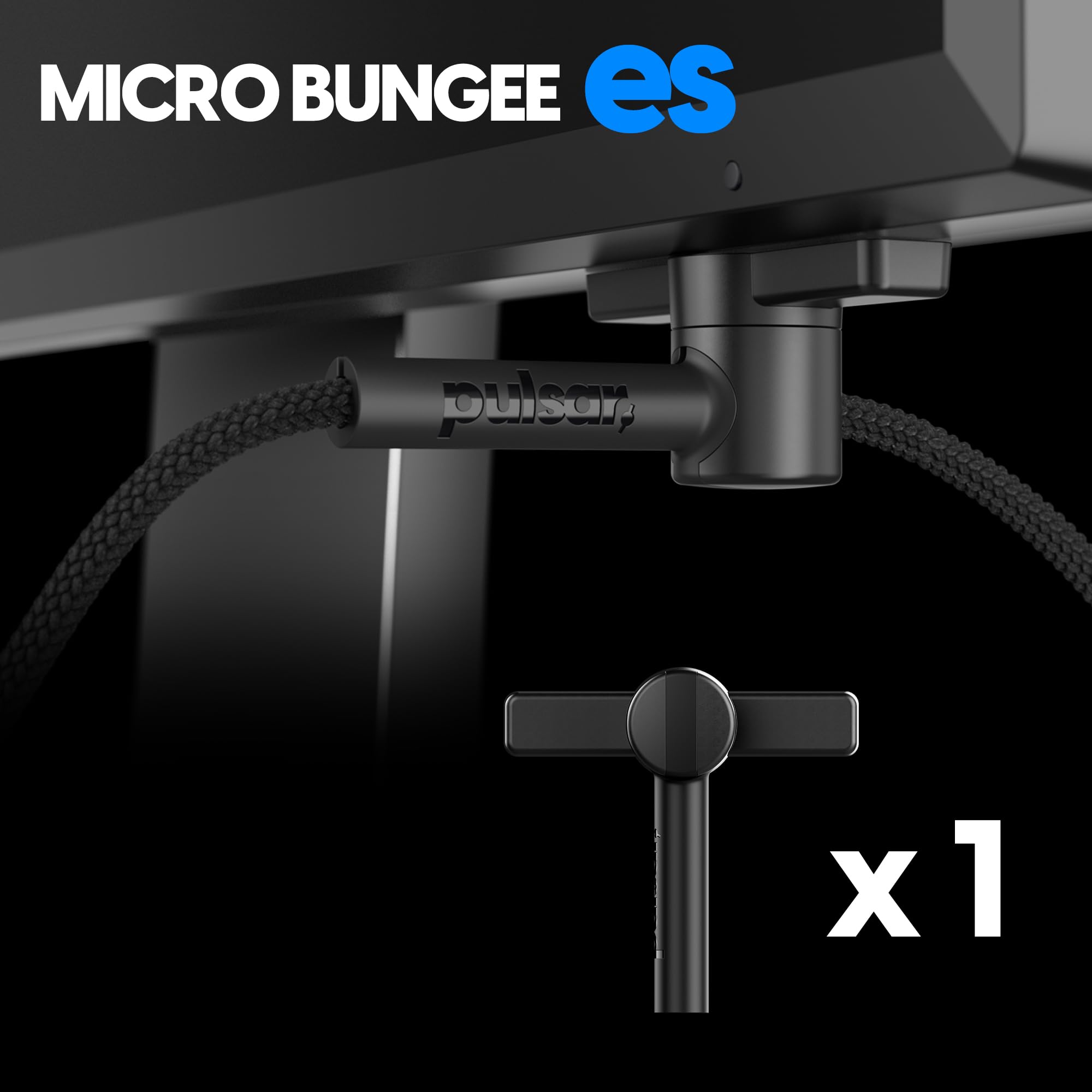 Pulsar Gaming Gears - Micro Bungee : Drag-Free Wired Mouse Support - Super Compact Size - Keep Your Set up Clean - Attach it to Your Monitor - Get More Space (Single Pack)