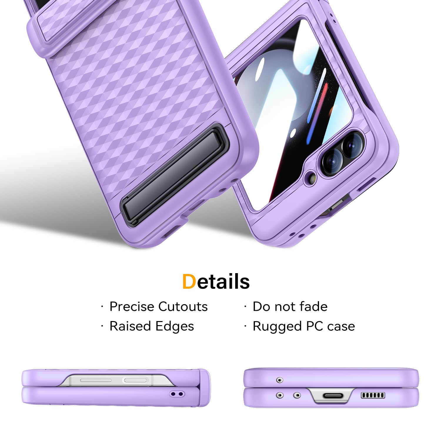 LEIAU kickstand Case for Samsung Flip5: Slim Flip 5 Phone cover with Hinge Protection & Kickstand & Outer Screen Protector, Full Body Rugged Wireless Charging Case for Galaxy z5 flip 5G 2023 (Black)