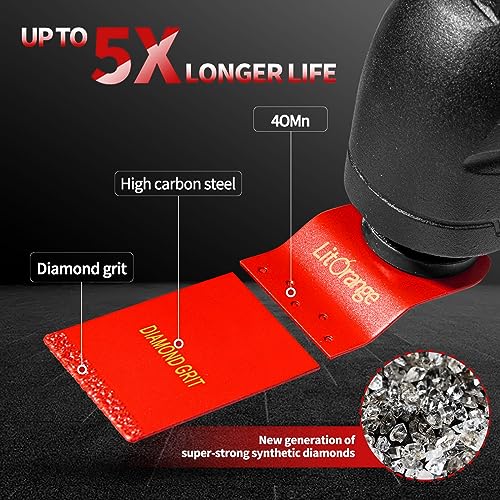 Litorange 6 Pcs Diamond Oscillating Blades, Oscillating Multi Tool Diamond Saw Blades for Grout Removal, Flush Cut, Cleaning Mortar, Compatible with Dewalt Ryobi Milwaukee Rockwell Makita Bosch