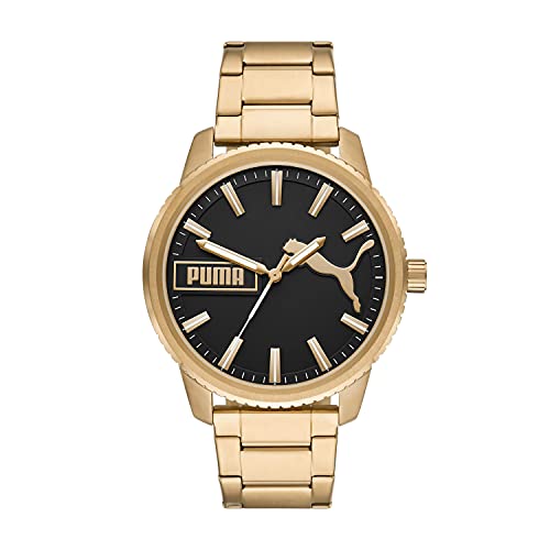 PUMA Men's ULTRAFRESH Quartz Watch with Stainless Steel Strap, Gold, 22 (Model: P5079)