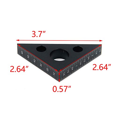 T Tulead Carpenter Square Triangle Ruler Aluminum Alloy Woodworking Ruler 45 Degree Woodworking Square Measurement Tool Black