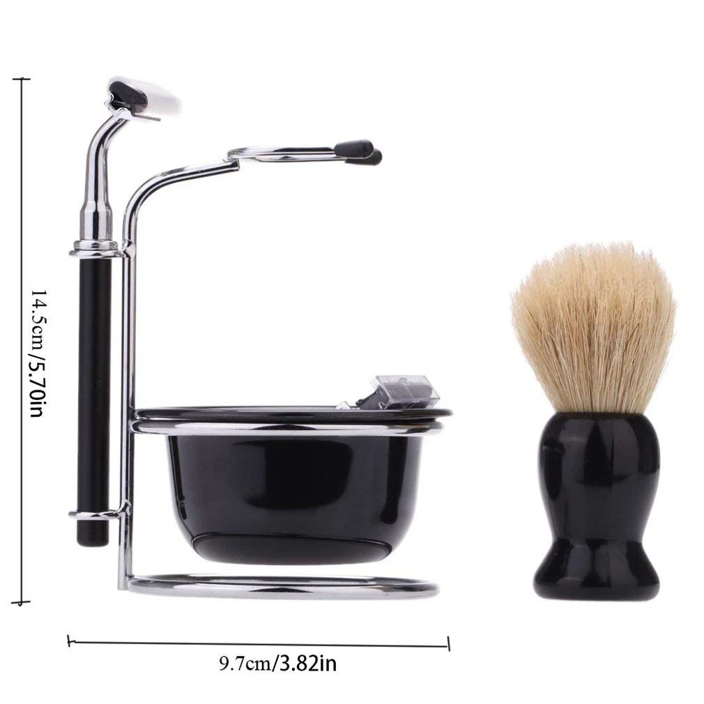 MEICOLY 5 in 1 Shaving Kits for Men Set,Badger Stainless Steel Stand Holder,Manual Razor,Blades,Shaving Brush,Shaving Bowl, Father Day Gift,Men Gift Set