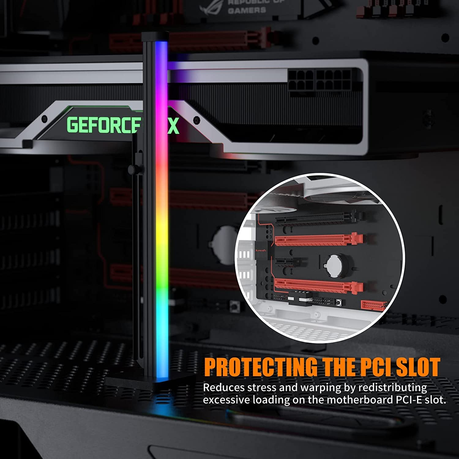 upHere 5V ARGB GPU Support Bracket GPU Holder Graphics Card Video Card Holder,Video Card Sag Holder/Holster Bracket GH04KARGB