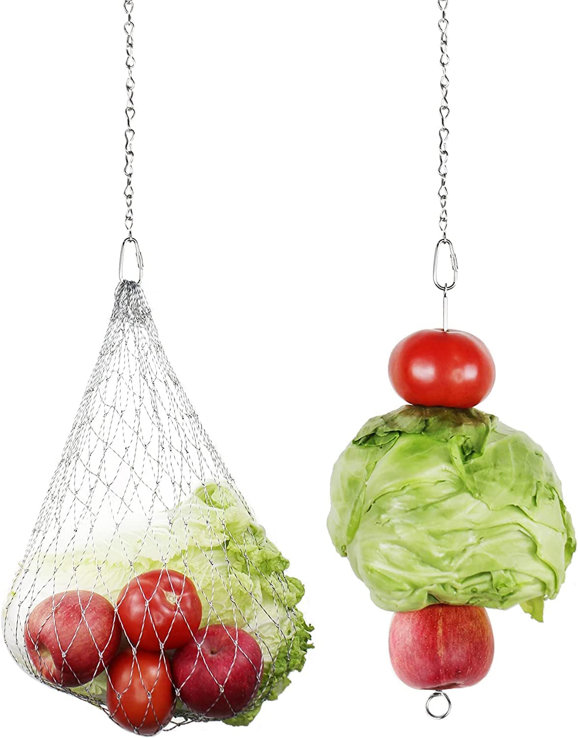 Upgraded Extended Hanging Feeder, Chicken Vegetable Hanging Feeder Toy,Chicken Vegetable String Bag Poultry Fruit Holder Chicken Cabbage Feeder Treat Feeding Tool,Chicken Veggies Skewer (Packag1)
