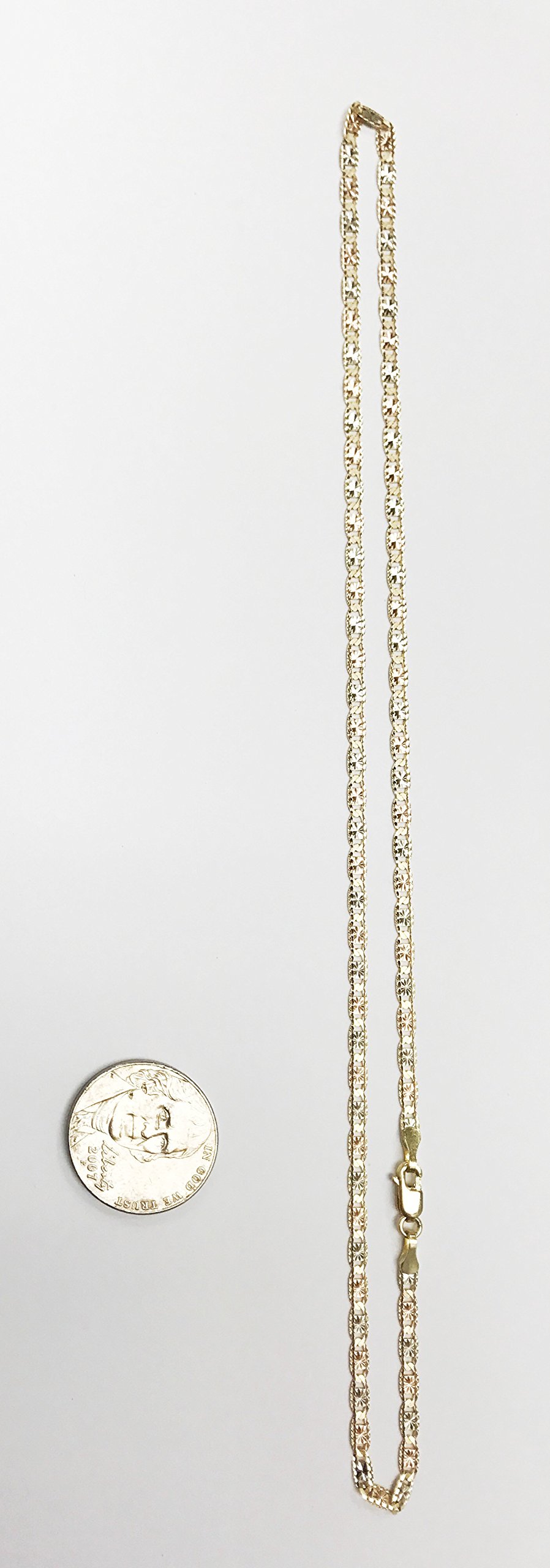 MCS Jewelry 10 Karat Three Tone Yellow Gold/White Gold/Rose Gold Necklace 2.75MM Width (16"-24") (24)