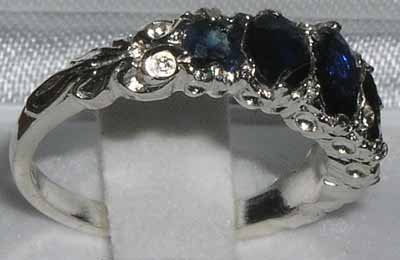 LetsBuyGold 14k White Gold Natural Sapphire Womens Anniversary Ring - Size 4.25