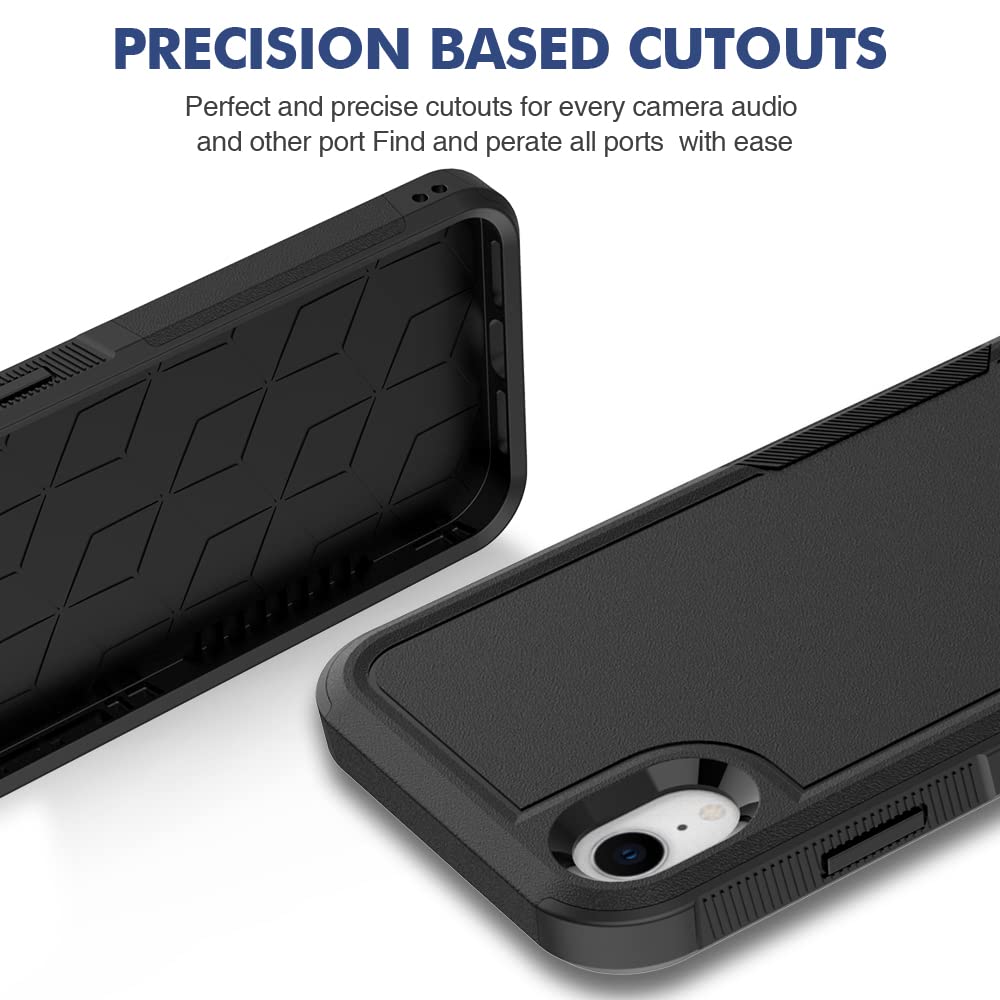 MAXCURY Black Case Designed for iPhone XR Phone, Slim Full Body Protection 2 in 1 Heavy Duty Shock Absorption Case Cover for iPhone XR 6.1 inch Not Built in Screen Protector (Black)