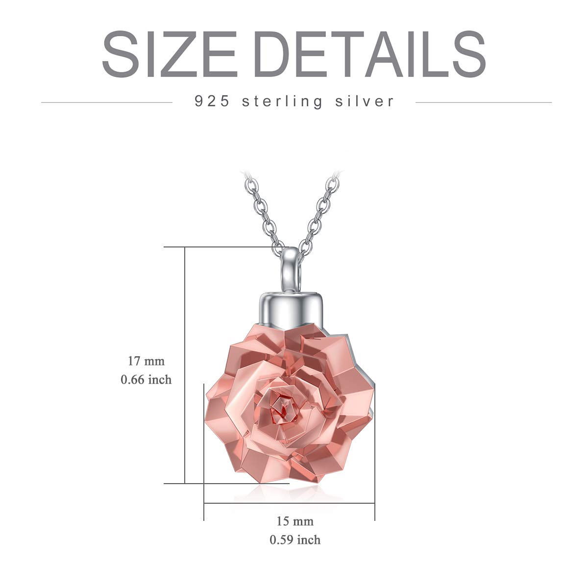 ONEFINITY Rose Flower Urn Necklaces for Ashes Sterling Silver Origami Rose Flower Cremation Jewelry for Ashes Memory Jewelry for Women Men