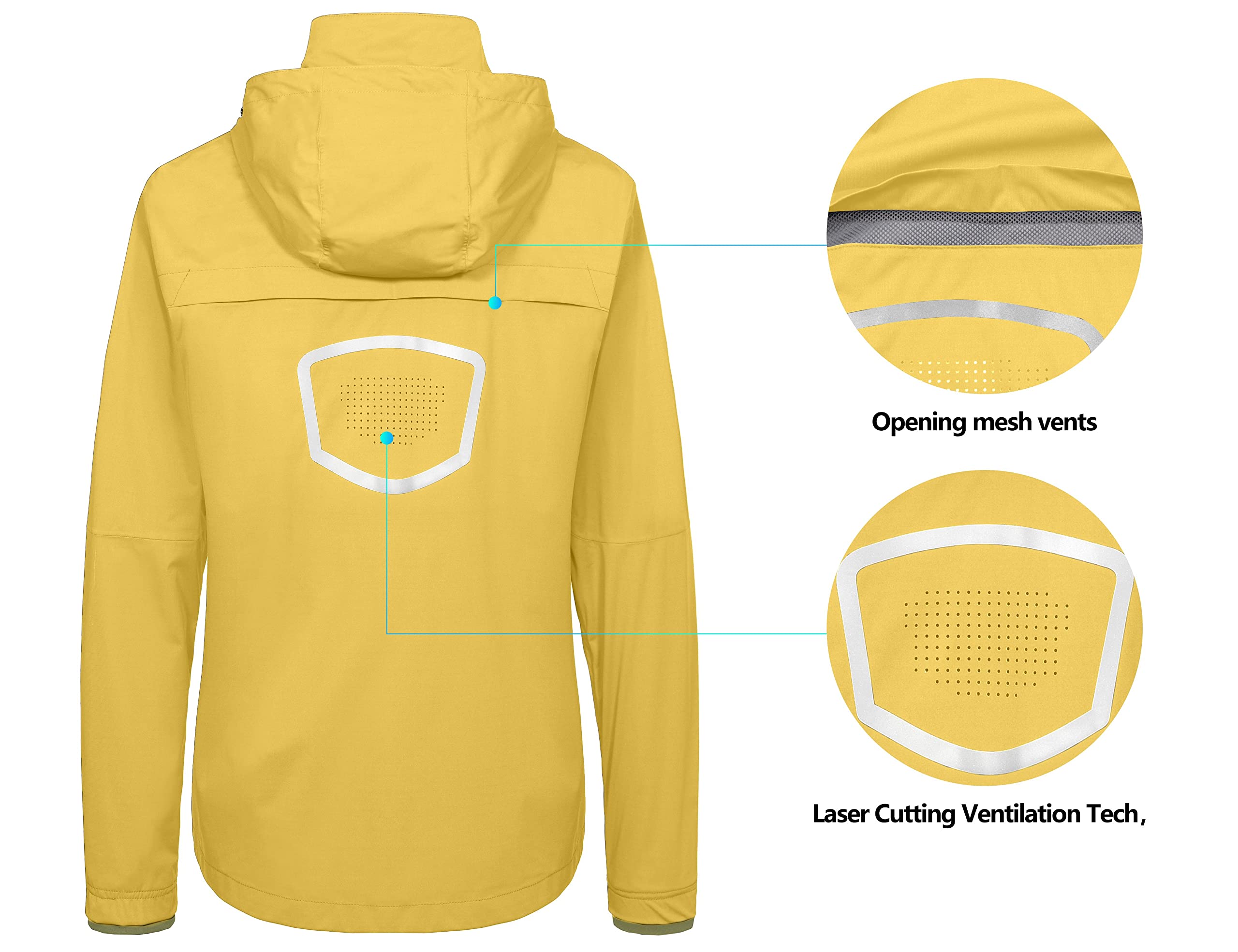Little Donkey Andy Men's Rain Running Jackets Cycling WindBreakers Lightweight Reflective Windproof Yellow L