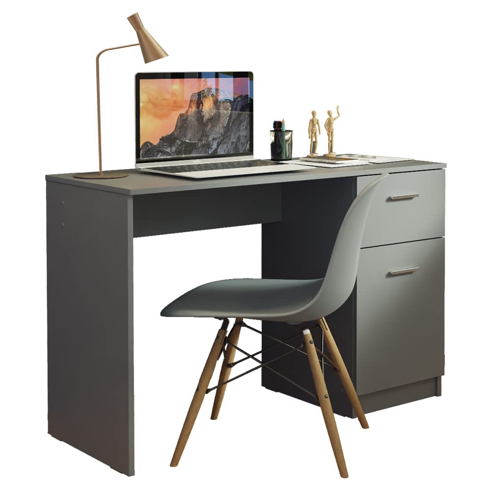 Madesa Compact Computer Desk Study Table for Small Spaces Home Office 43 Inch Student Laptop PC Writing Desks with Storage and Drawer - Grey