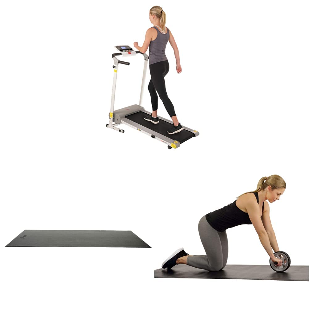 Sunny Health & Fitness SF-T7610 Electric Walking Folding Treadmill with LCD Display and Device Holder, 220 LB Max Weight, White
