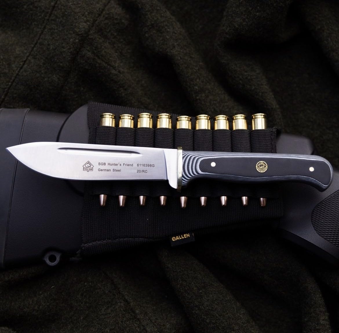 Puma SGB Hunter's Friend Layered Black G10 Hunting Knife with Leather Sheath