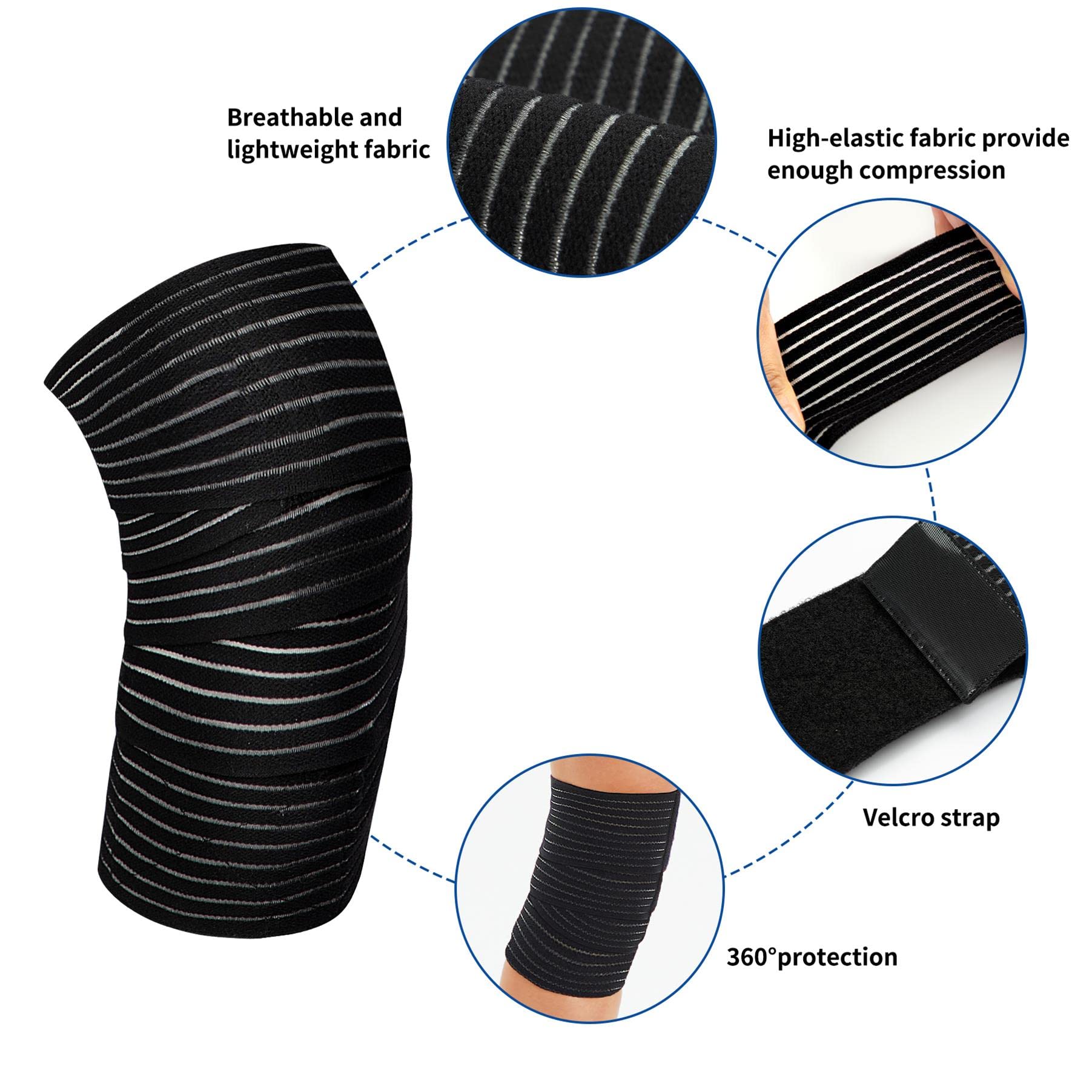 RACELO 2 Pack Sports Knee Brace Wraps for Knee Pain Compression Sleeves Support Bandage for Men and Women