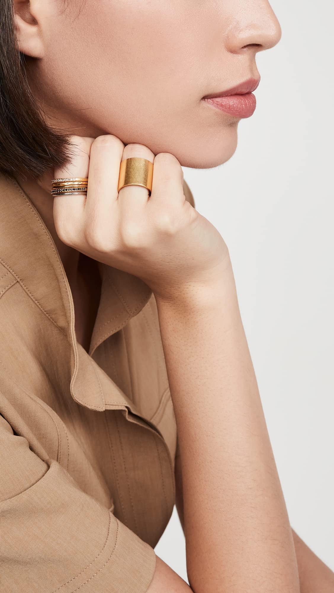 Madewell Women's Filament Stacking Rings, Vintage Gold, 5