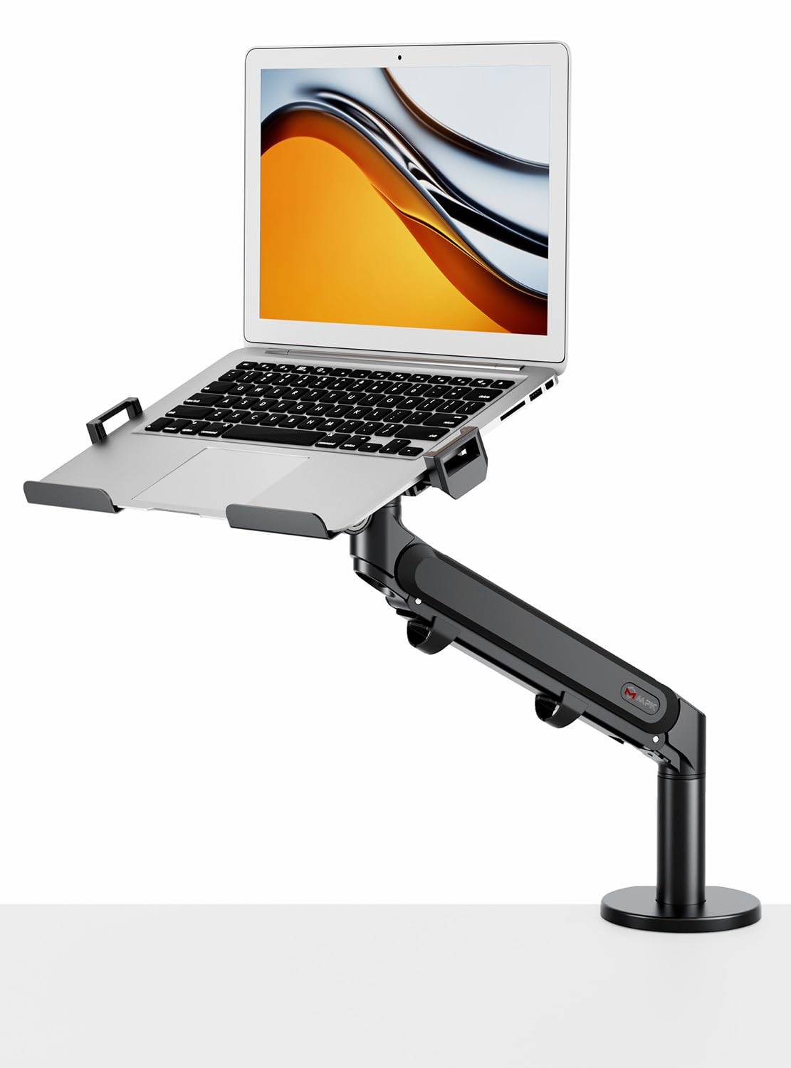 MPK Laptop Arm Mount for Desk,Adjustable Height Gas Spring Laptop Stand Clamp for Standing Desk Converter and Side Table Laptop Desk,Extra Laptop Tray Fits 12-17" Laptops/Notebook