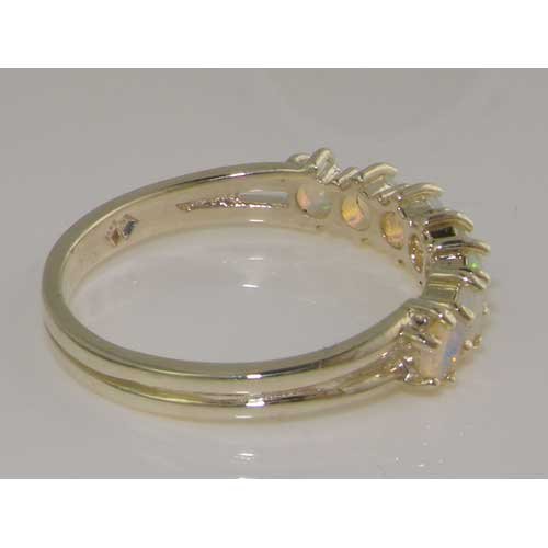 LetsBuyGold 925 Sterling Silver Natural Opal Womens Eternity Ring - Size 8.5
