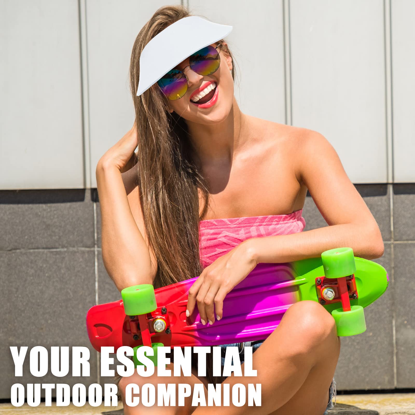 Sun Visors for Women Solid String Sun Visor Hat Fabric Foam Adjustable Soft Visors Women Golf Tennis Visor for Sports (Red, White, Orange, Light Green, Purple, Blue)