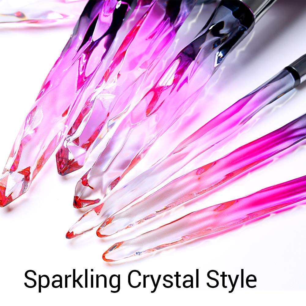LUXAZA 15PCS Professional Makeup Brush Set,Sparkling Crystal Style Makeup Brushes Premium Synthetic Include Foundation,Eyeshadow,Contour Makeup Brushes kit for Women & Girls