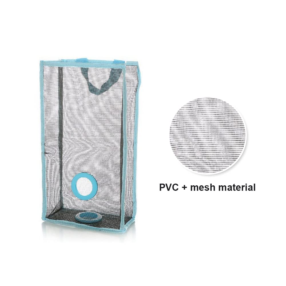 RUIBAOCHEN Plastic Bag Holder,Hanging Folding Mesh Garbage Bag , Transparent Grocery Bag Dispenser for Kitchen Travelling Supplies Size S