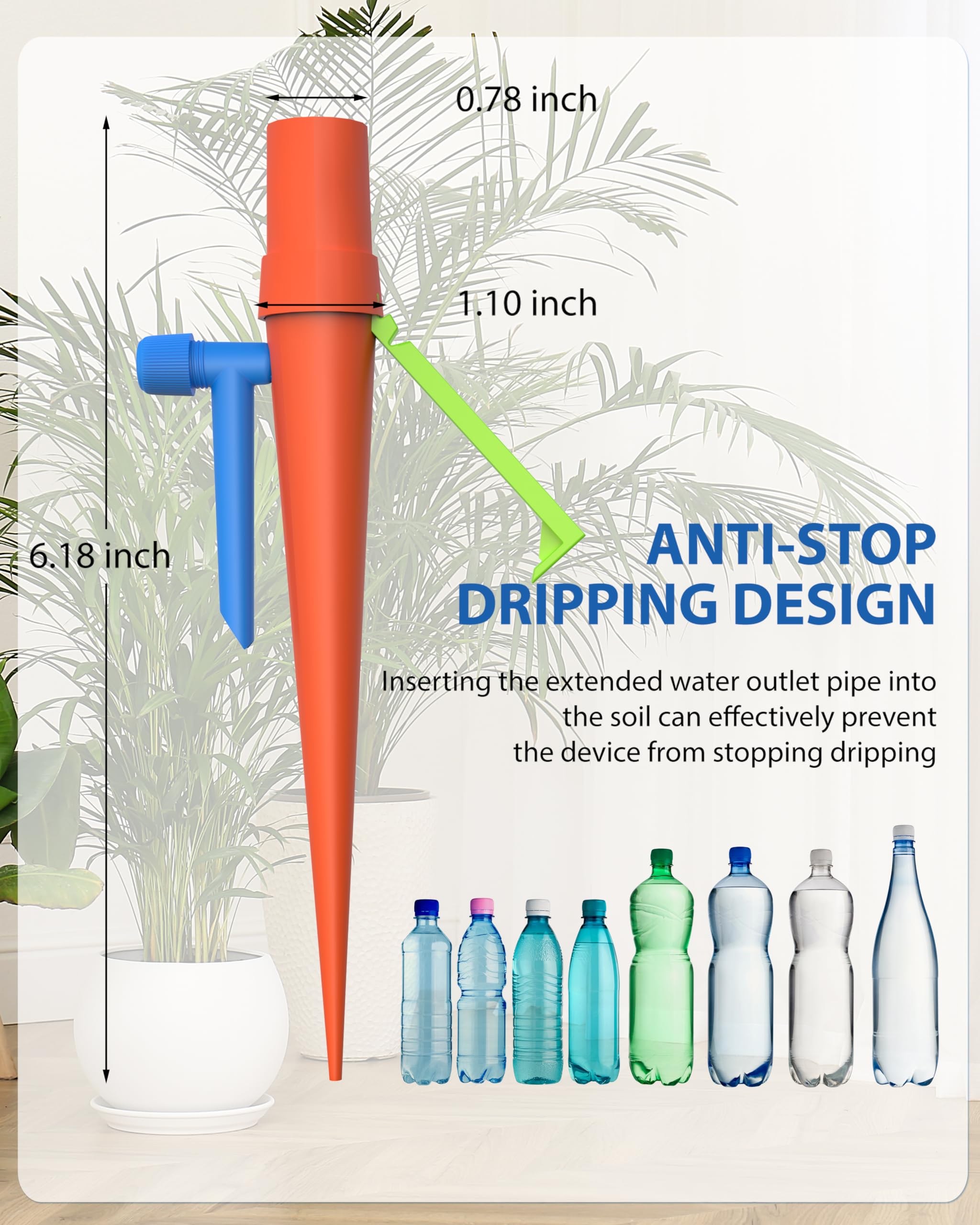 XpenGeny 【New】Plant Self Watering Spikes Devices, Automatic Plant Drip Irrigation System with Slow Release Control Valve Switch,Adjustable Plants Waterer Devices (12, Yellow + Green)