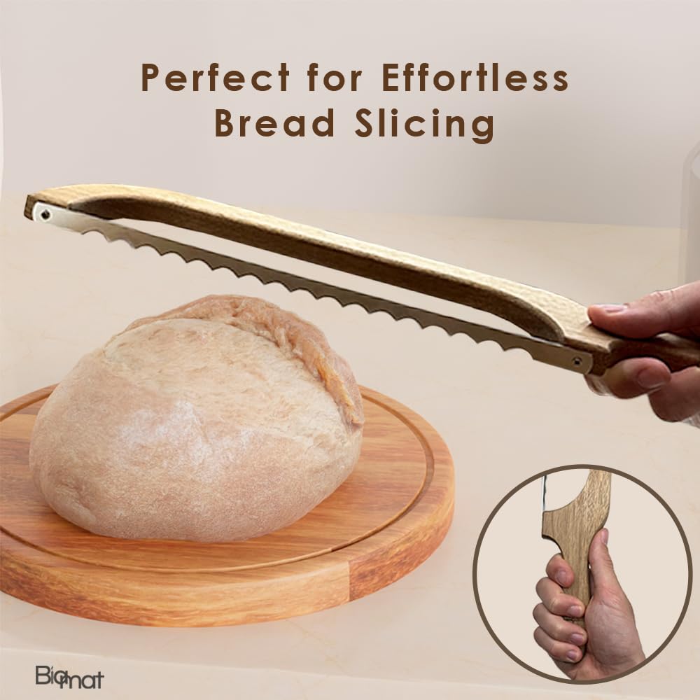 Wooden Bread Bow Knife & Bread Lame Set - Sourdough Bread Knife - Sourdough Scoring Tool - Bread Knife for Homemade Bread