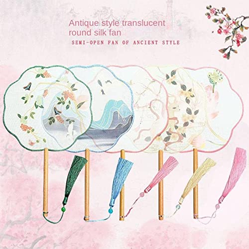 SAXTZDS Ancient Fan Fan Translucent Long Handle Group Fan Han Costume Costume Dance Fan Super Fairy Chinese Style Gift Special-Shaped Fan