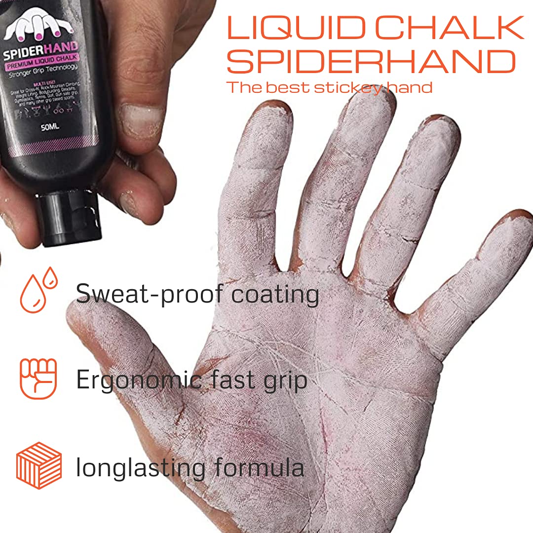 Liquid Chalk grip - Professional Hand Grip, Combo Kit 8.3 oz + 1.7 oz Travel Clip & rings massage, liquid chalk for weight lifting,For Gymnastics, Rock Climbing, ninja warrior, golf, Training & more.