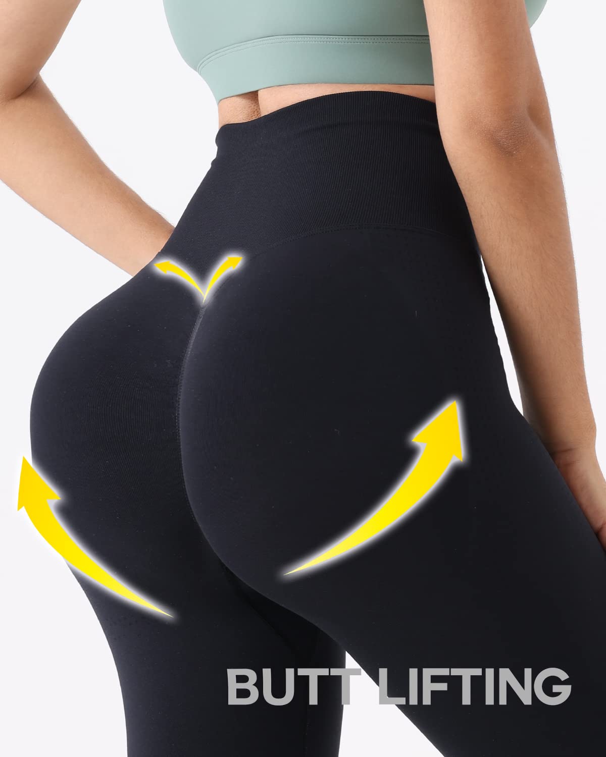 SULTOPY Workout Leggings for Women Seamless Butt Lifting High Waisted Tummy Control Yoga Pants Black