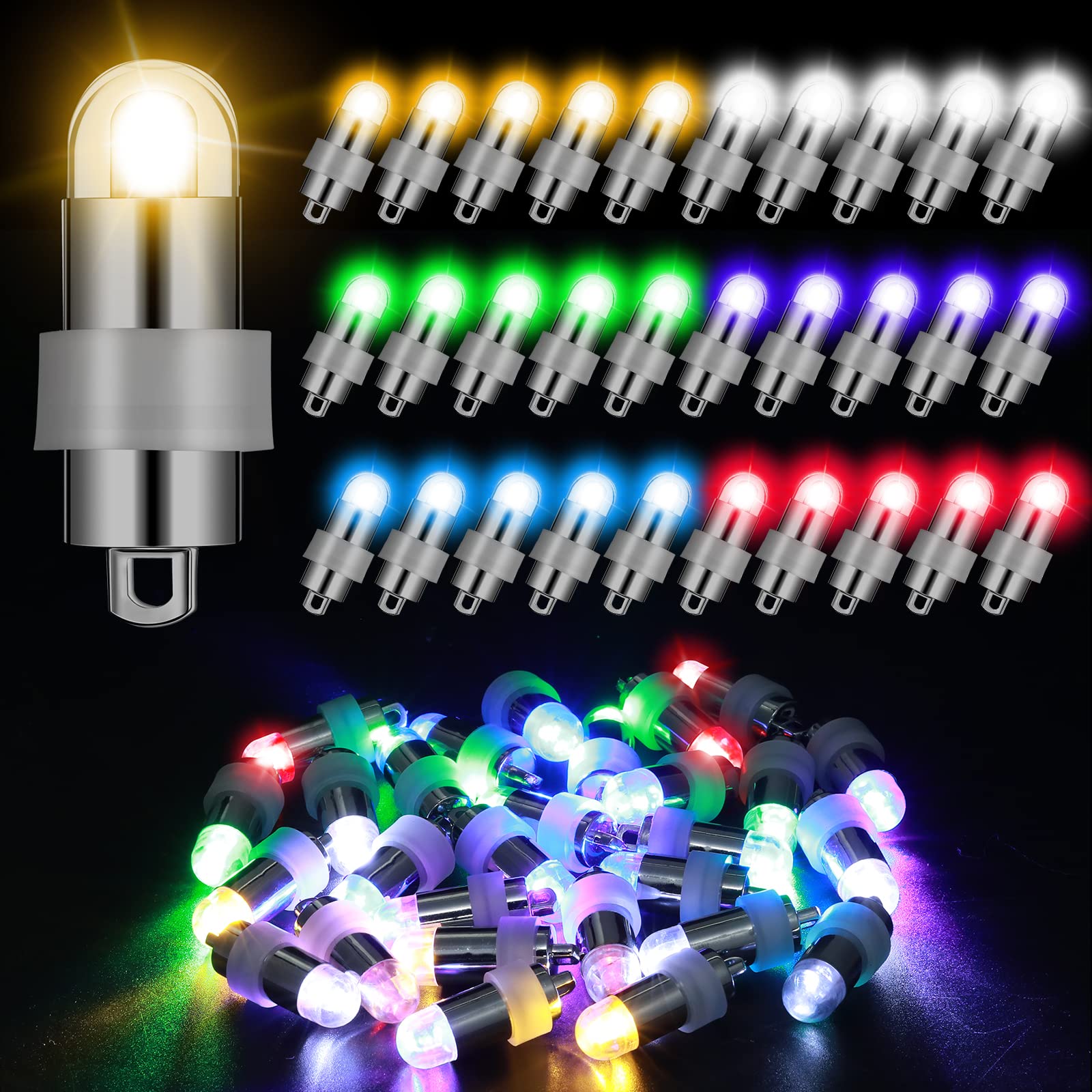 Mudder 30 Pieces Christmas LED Balloon Lights Mini Paper Lantern Lights Bulbs Battery Powered Waterproof for Wedding Graduation Party DIY Crafts Decoration(Multicolored)