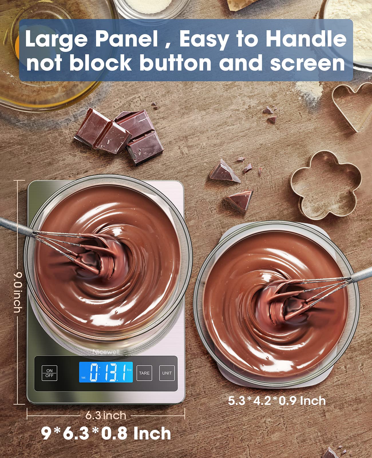 Nicewell Food Scale, 22lb Digital Kitchen White Scale Weight Grams and oz for Cooking Baking, 1g/0.1oz Precise Graduation,Tempered Glass Scale (White)