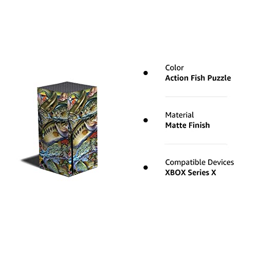 MIGHTY SKINS Skin Compatible with Xbox Series X - Action Fish Puzzle | Protective, Durable, and Unique Vinyl Decal wrap Cover | Easy to Apply and Change Styles | Made in The USA (MIXBSERX-Action Fish Puzzle)