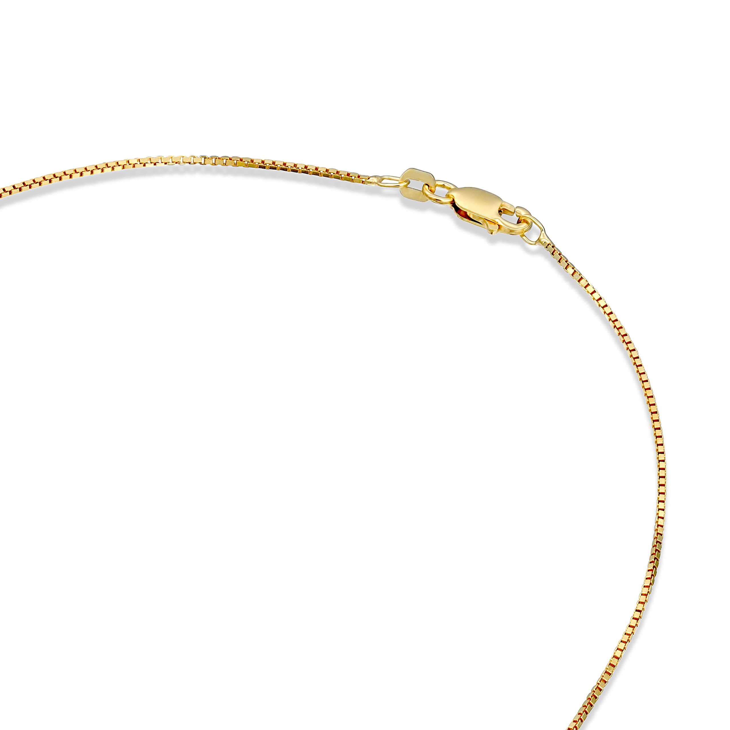 PAVOI Square Box Solid 925 Sterling Silver, 22K Gold Plated, 1mm Italian Diamond-Cut Square Box Chain Necklace for Men and Women, MADE IN ITALY (18, Yellow Gold)