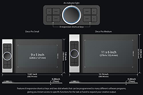 XPPen Deco Pro Medium Graphics Drawing Tablet Ultrathin Digital Pen Tablet with Tilt Function Double Wheel and 8 Shortcut Keys 8192 Levels Pressure 11x6 Inch Working Area