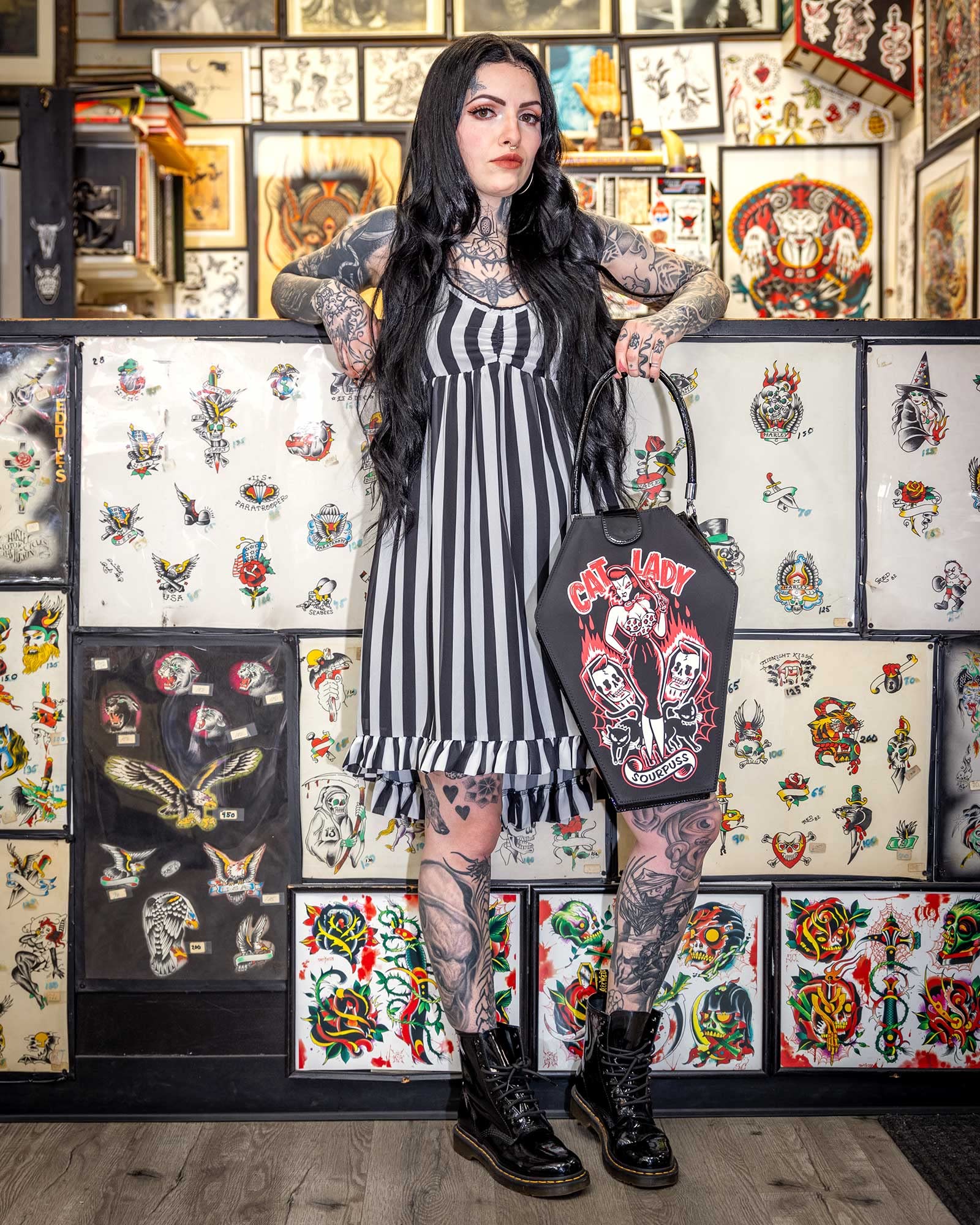 Sourpuss Cat Lady Coffin Purse