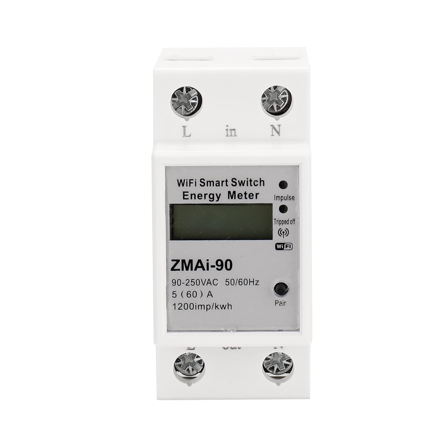Splenssy Single-Phase Din Rail WiFi Intelligent Energy Meter Power Consumption Kwh Meter Wattmeter Support Smartlife/Tuya APP Control Compatible with Alexa and Google Home