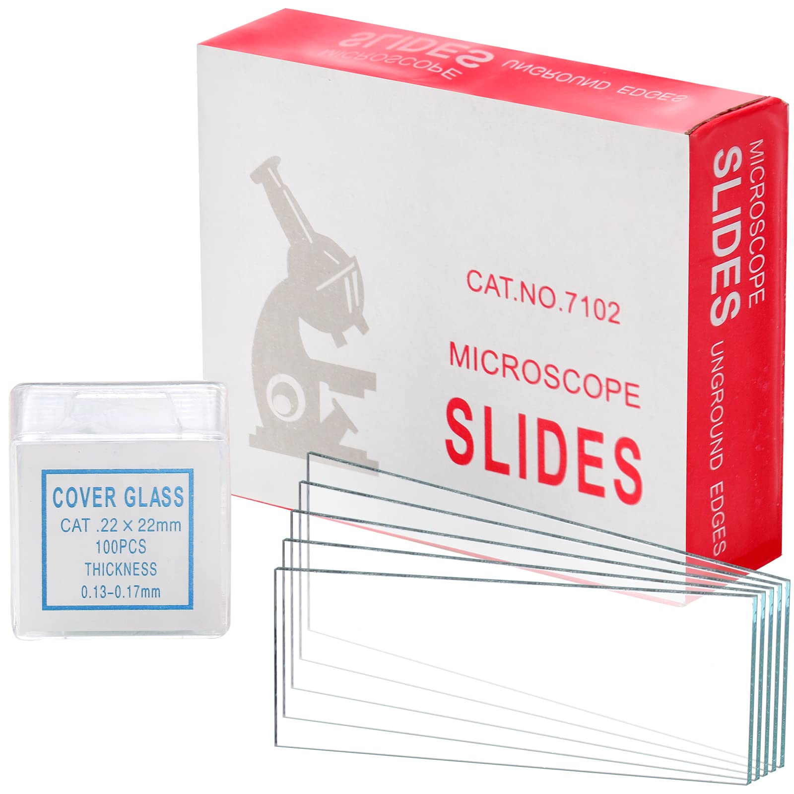 ZENFUN 300 Pcs Microscope Slides and Covers, Blank Glass Slides for Microscope Set - 300 Slides, 300 Coverslips, for Microscopy Experiments and Analysis, Education
