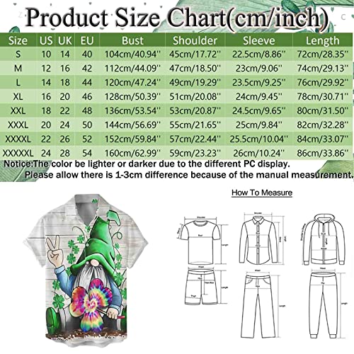 Shirts for Men Plus Size Short Sleeve Lapel Button Graphic T-Shirts Comfortable St. Patrick's Day Tees Gifts for Him