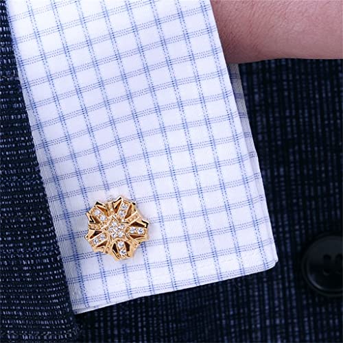 Shirts Men's Cufflinks Gold Shine Cufflinks Buttons Wedding Guest Shirts Cuff Accessories (Color : A, Size : 17 * 17mm) (A 17 * 17mm)