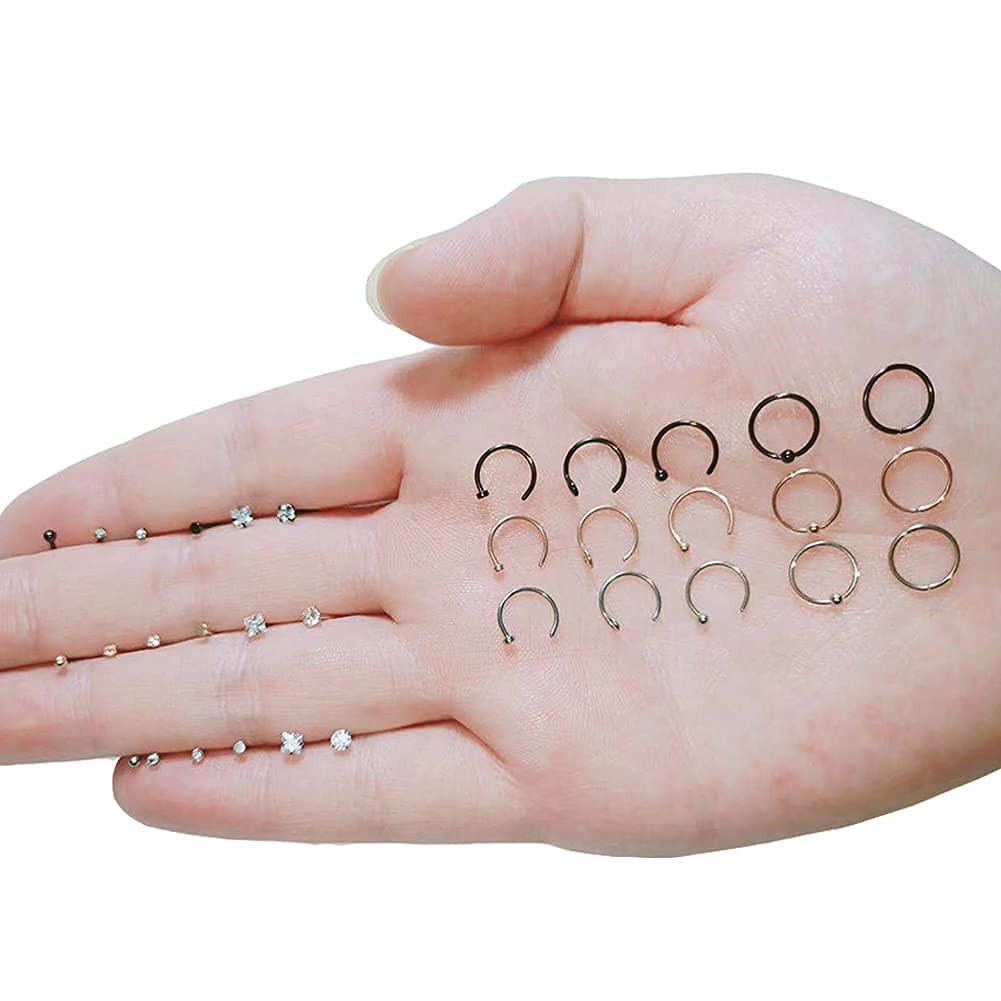 Nose Stud L Shaped Nose Ring Hoop Stainless Steel Nose Piercing Jewelry Hoop Nose Rings for Women Men