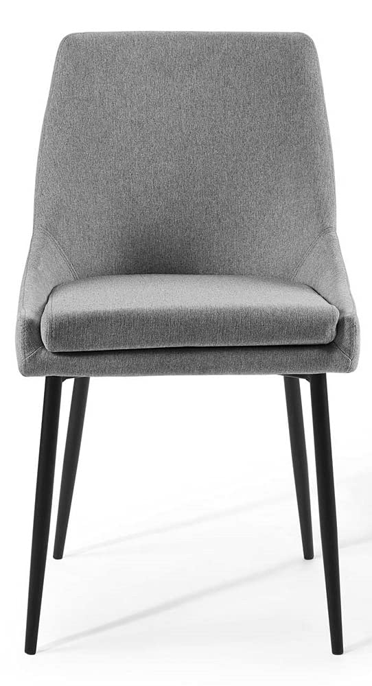 Modway Viscount Upholstered Fabric Dining Chairs - Set of 2, Black Light Gray