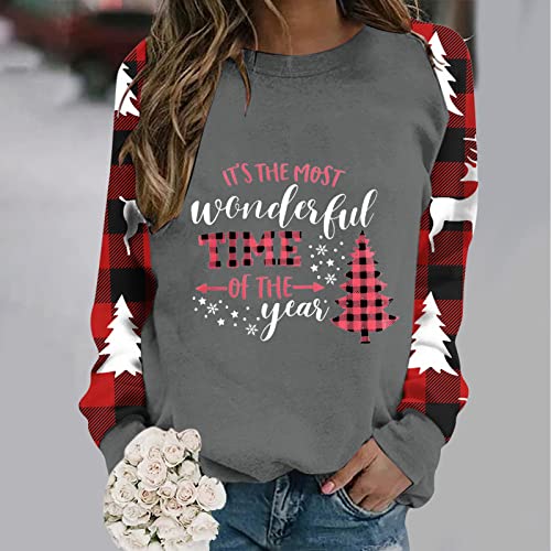 Women Hoodies Pullover Trendy Hoodies Pullover Long Sleeve Festival Shirts Drop Shoulder Pullover Clothes Outfits Grey