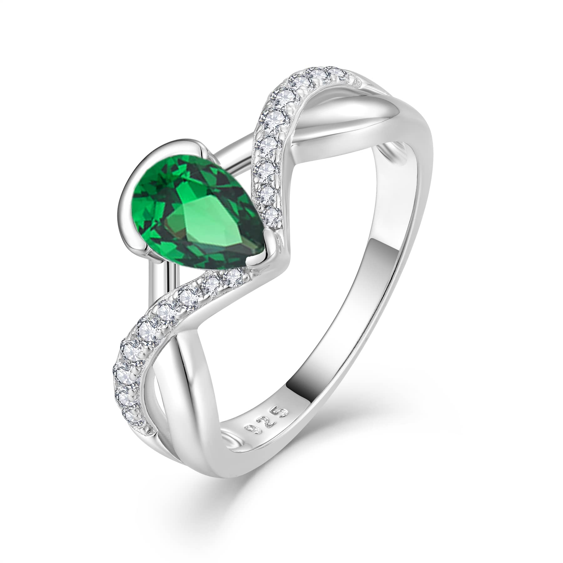 SIYELE Birthstone Infinity Ring 925 Sterling Silver Promise Rings for Her Engagement Wedding Jewelry Size 5-10