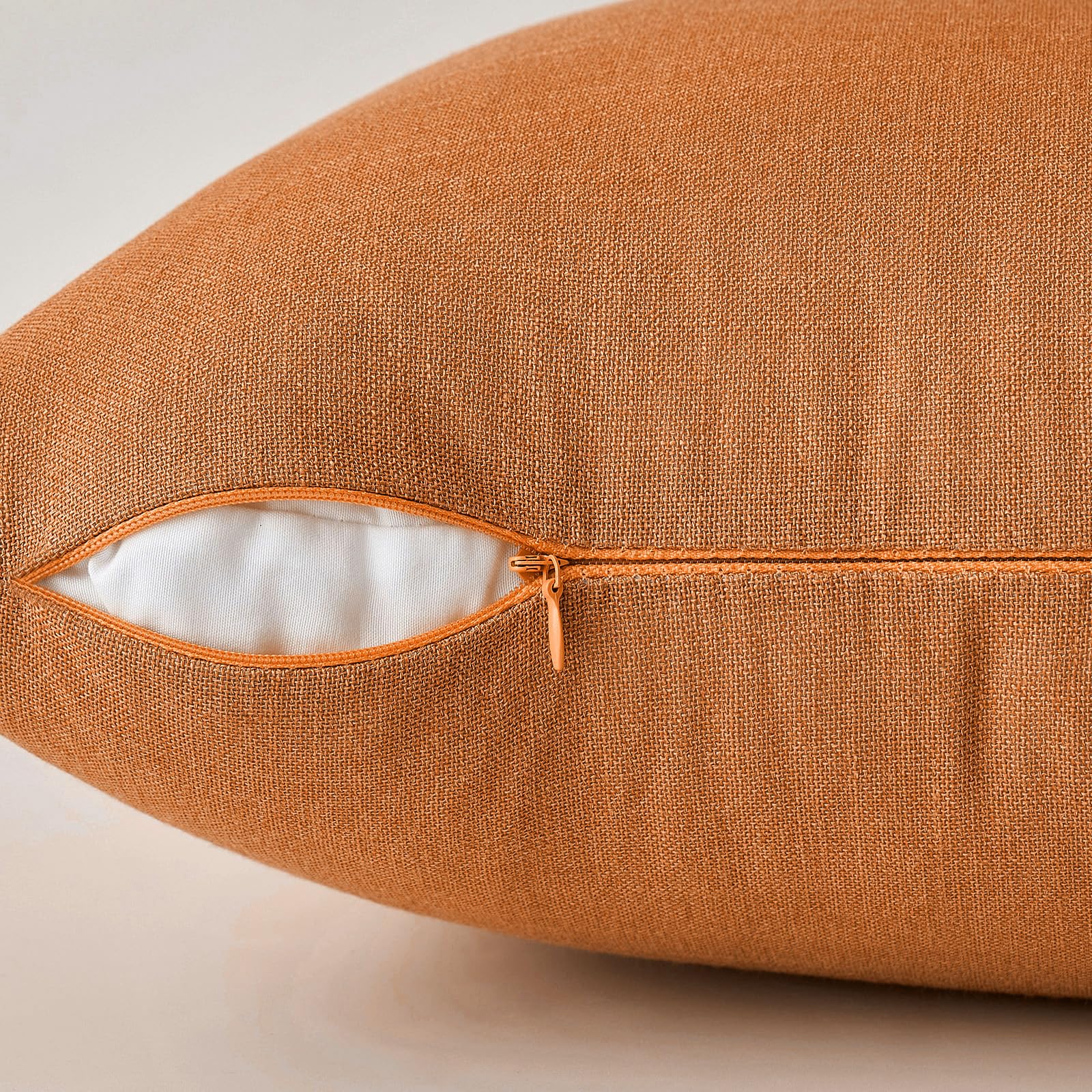 MIULEE Pack of 2 Decorative Throw Pillow Covers Fall Halloween Linen Burlap Square Solid Farmhouse Modern Concise Throw Cushion Case Pillowcase for Sofa Car Couch 18x18 Inch Burnt Orange