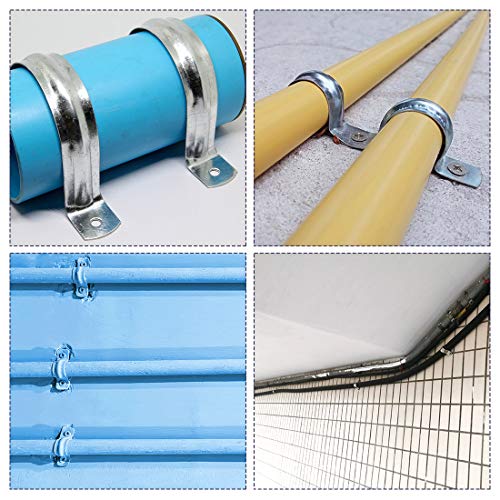 uxcell 20mm Rigid Pipe Strap, 2 Holes Tube Straps 304 Stainless Steel Tension Tube Clip Clamp 100pcs