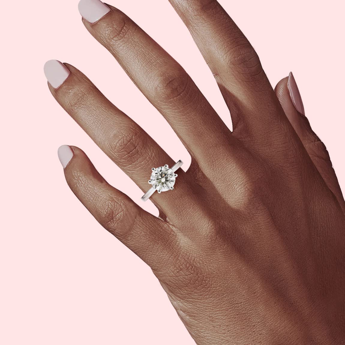 Sizeron 2.0 Carat Moissanite Engagement Rings D Color VVS1 Round Cut Classical Six-Prong Anniversary Wedding Promise Ring Plated Sterling Silver