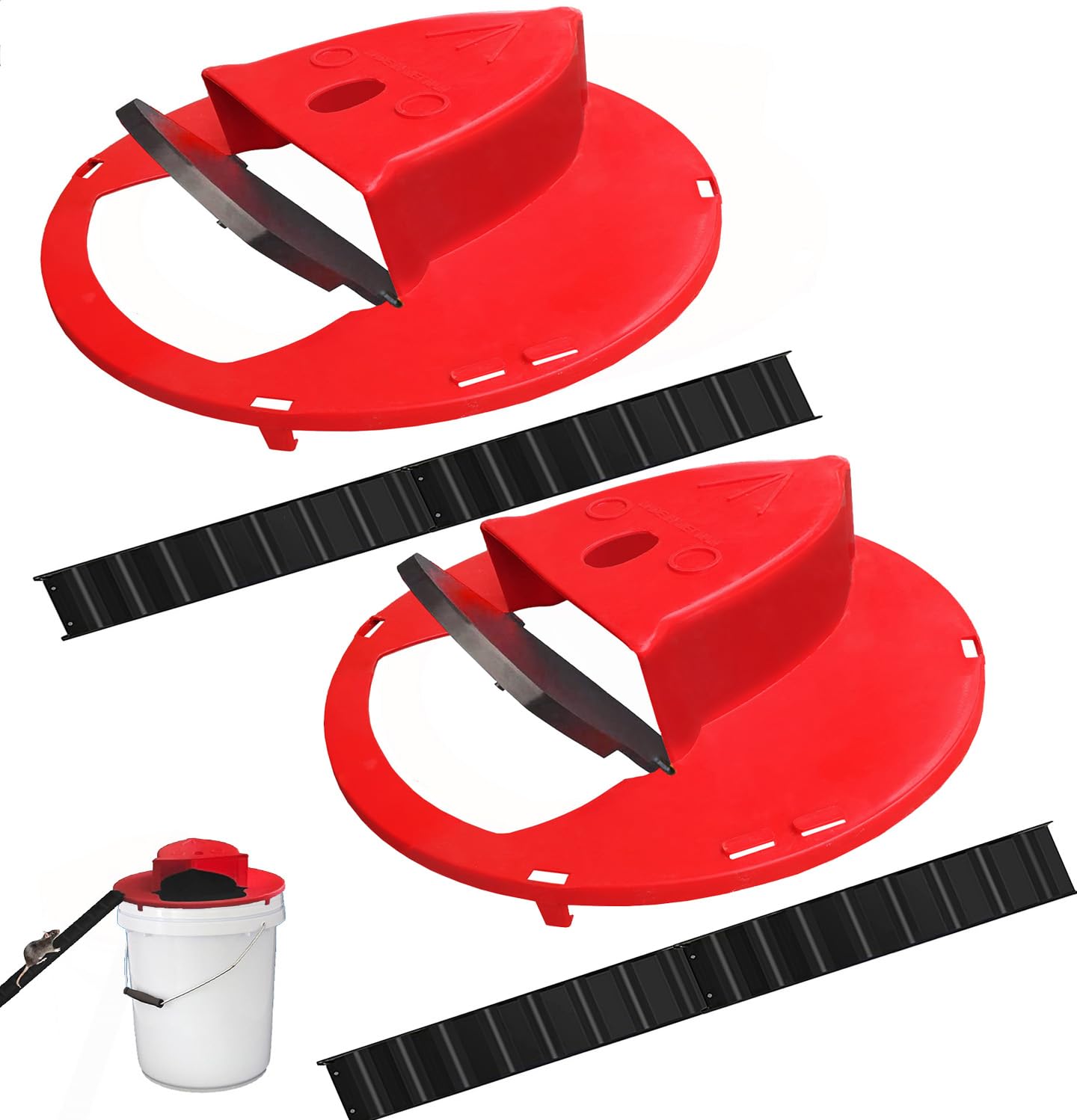 SJNDY Pack 2 Bucket Lid Mouse Trap, 5 Gallon Bucket Compatible, Mouse Catching Tool, Trap Door Style, Multi Catch, Auto Reset, Indoor Outdoor (Wine)